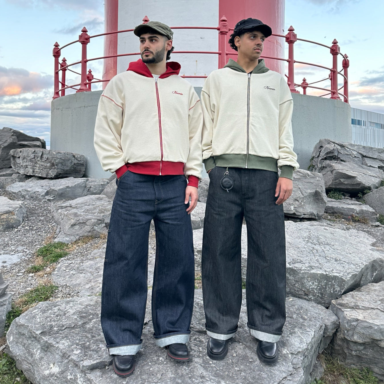 Acid Wash Reversible Zip Up Hoodie - Red – nanmin